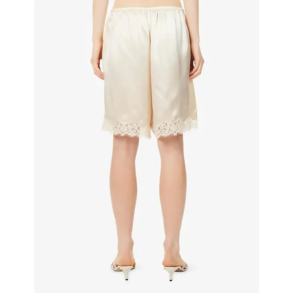 REFORMATION Clara Lace-trim Silk Bermuda Shorts