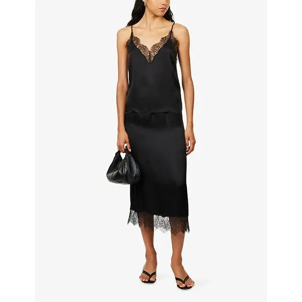 ANINE BING Mael Lace-trim Silk-blend Camisole Top