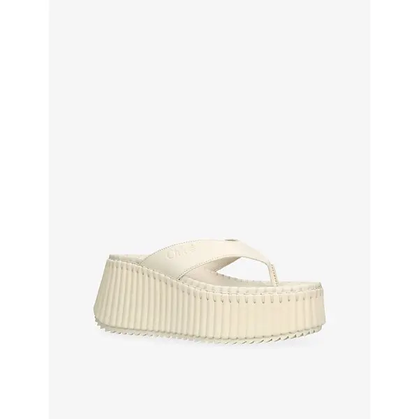 Chloé Nama Wedge Platform Leather Slides