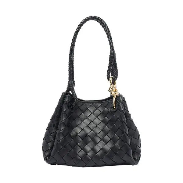 Bottega Veneta Parachute Small Woven Leather Bag - Black