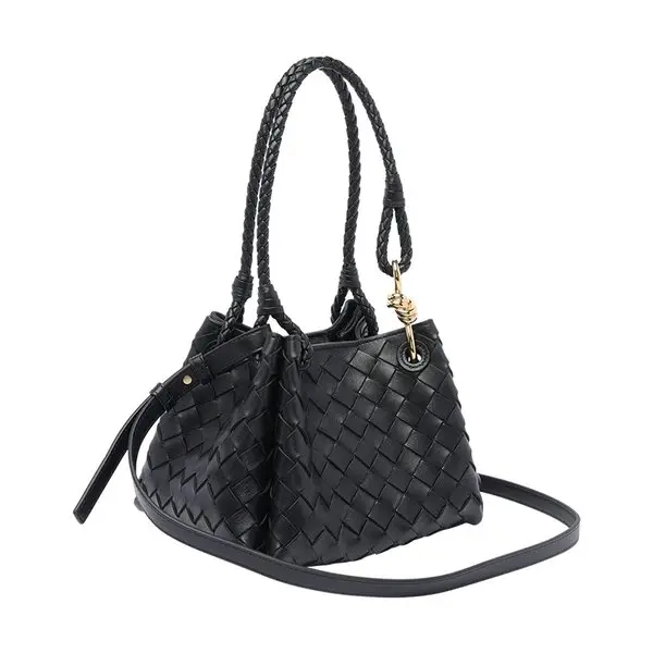 Bottega Veneta Parachute Small Woven Leather Bag - Black