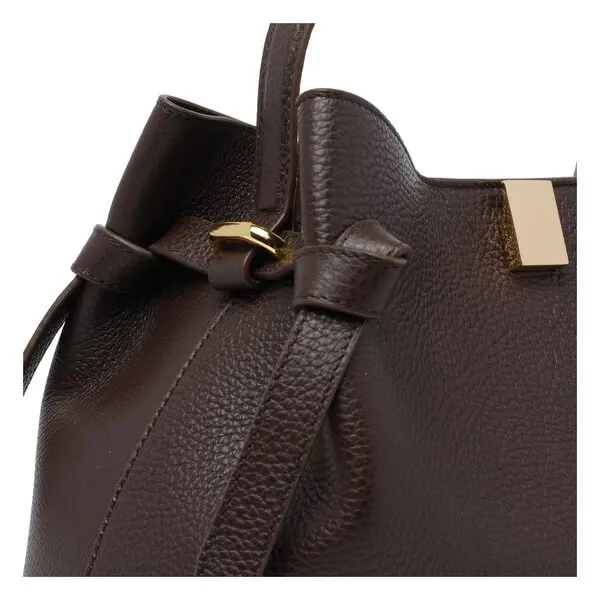 Yuzefi Gyoza Handbag In Pebble Grain Leather - Brown