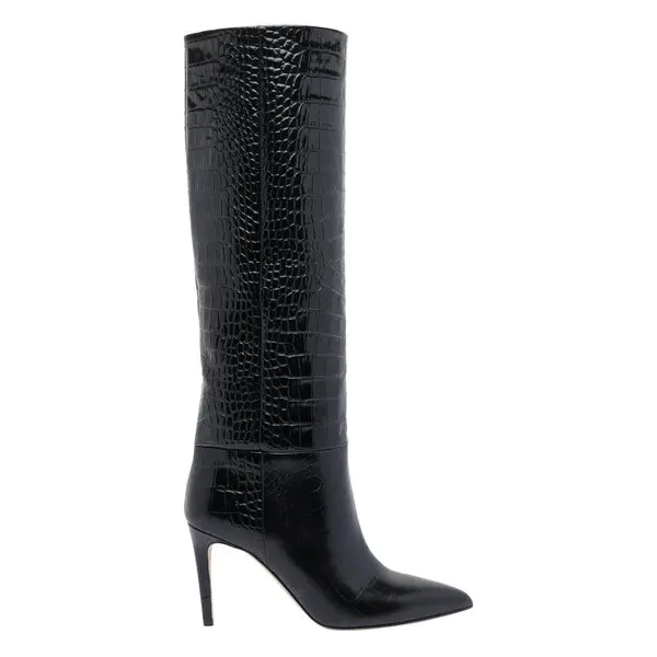 Paris Texas Knee-high Stiletto Boots In Crocodile-effect Patent Leather