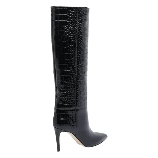 Paris Texas Knee-high Stiletto Boots In Crocodile-effect Patent Leather
