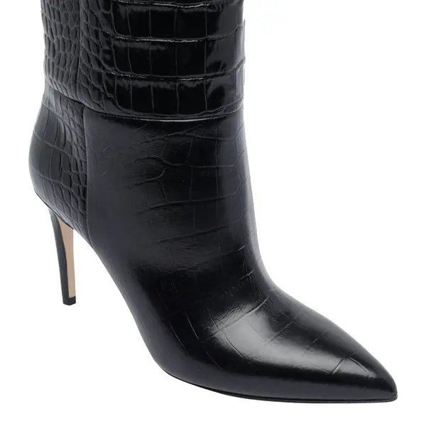 Paris Texas Knee-high Stiletto Boots In Crocodile-effect Patent Leather