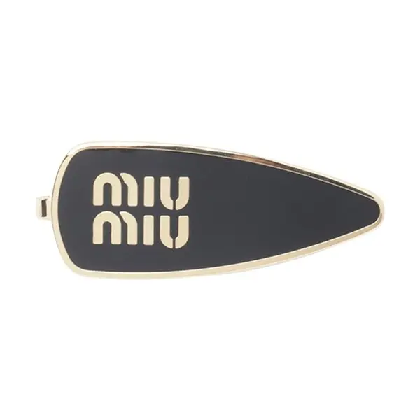 Miu Miu Logo Enameled Hair Clip - Black