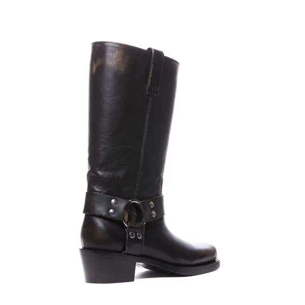 Paris Texas Roxy Knee-high Leather Boots With Buckle Detail - Black
