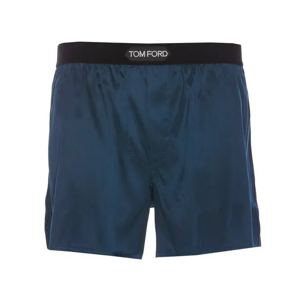 TOM FORD Logo Silk Boxer - Blue