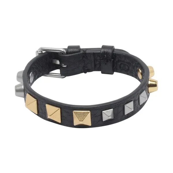Valentino Garavani Rockstud Embellished Leather Bracelet - Black