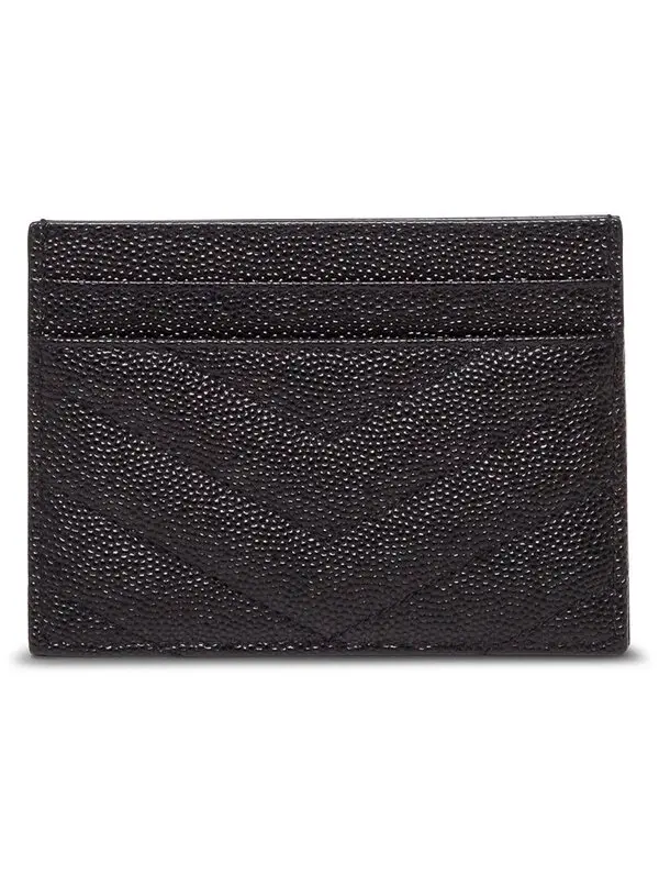 Saint Laurent Black Quilted Leather Card Holder With Logo