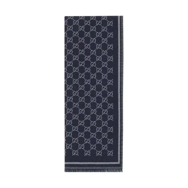Gucci Gg Wool Jacquard Scarf - Blue