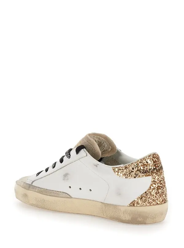 GOLDEN GOOSE Superstar Low Top Sneakers With Glitter And Distressed Effect