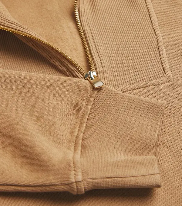 Harrods Cotton Zip-up Funnel Neck Sweater
