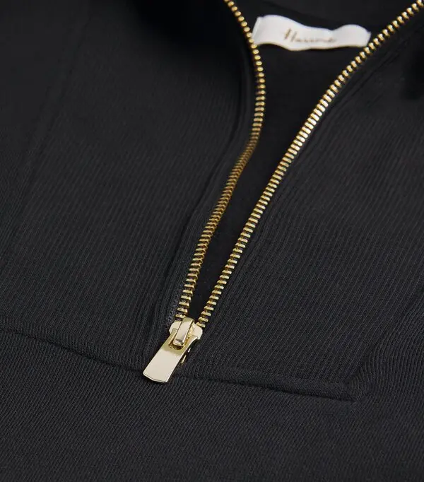 Harrods Cotton Zip-up Funnel Neck Sweater