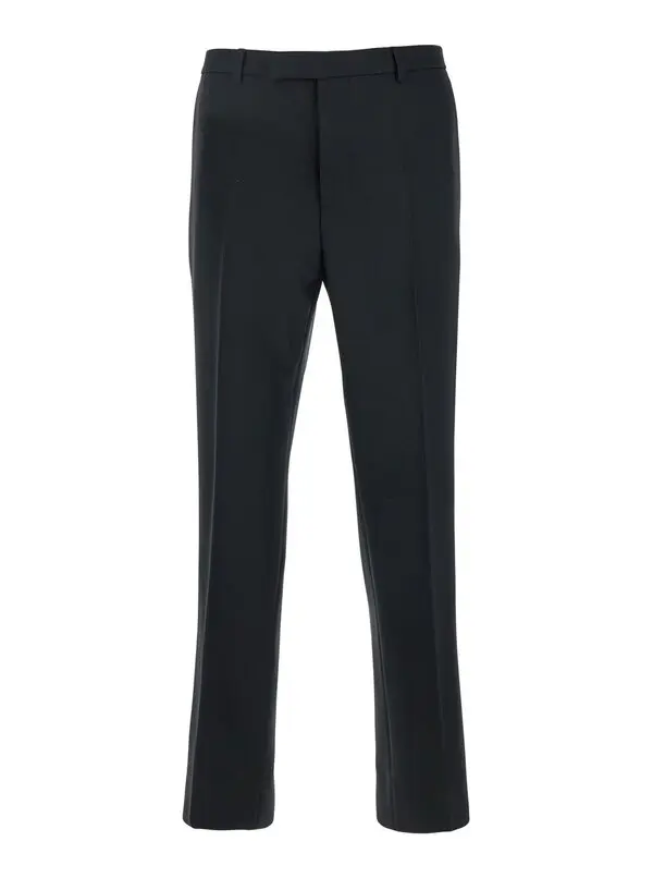 Gucci Black Tailored Pants With Gg Logo Embroidered On The Back In Wool - Multicolor