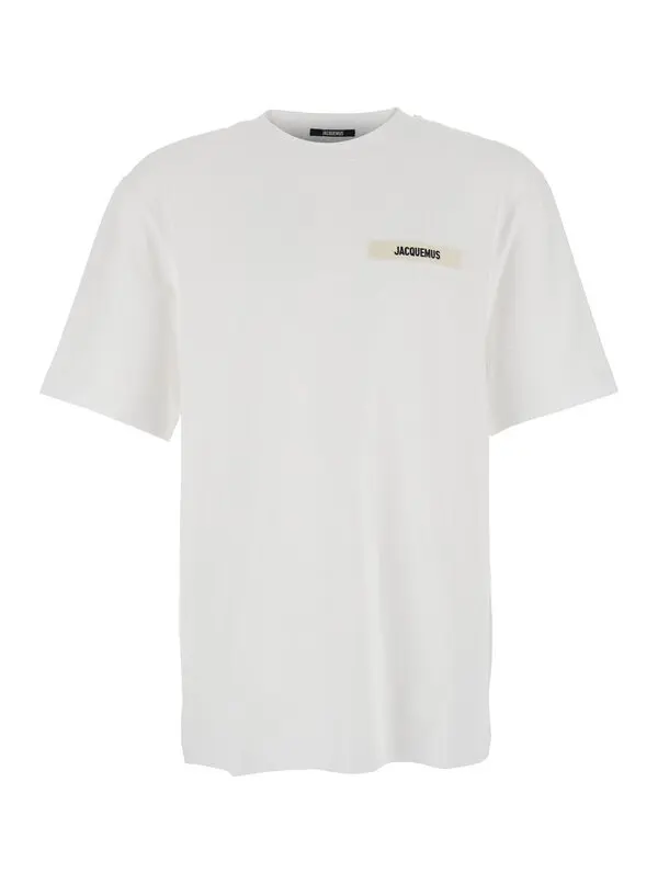 Jacquemus Le T-shirt Gros Grain' T-shirt With Logo Patch On The Front In Cotton