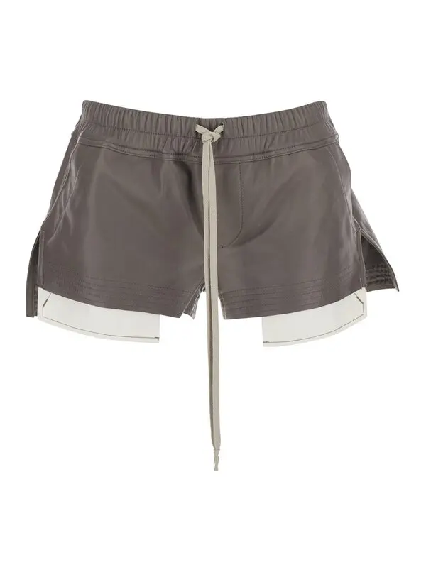 Rick Owens Fog Ecoleather Shorts With Front Drawstring And Leather Vents For - Multicolor