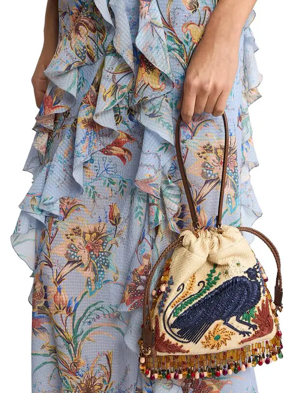 Etro X Tabby Booth Kalispera Raffia Bag With Embroidery And Beads