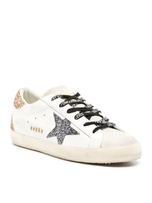 GOLDEN GOOSE Super-star Sneakers In Leather And Glitter - Multicolor