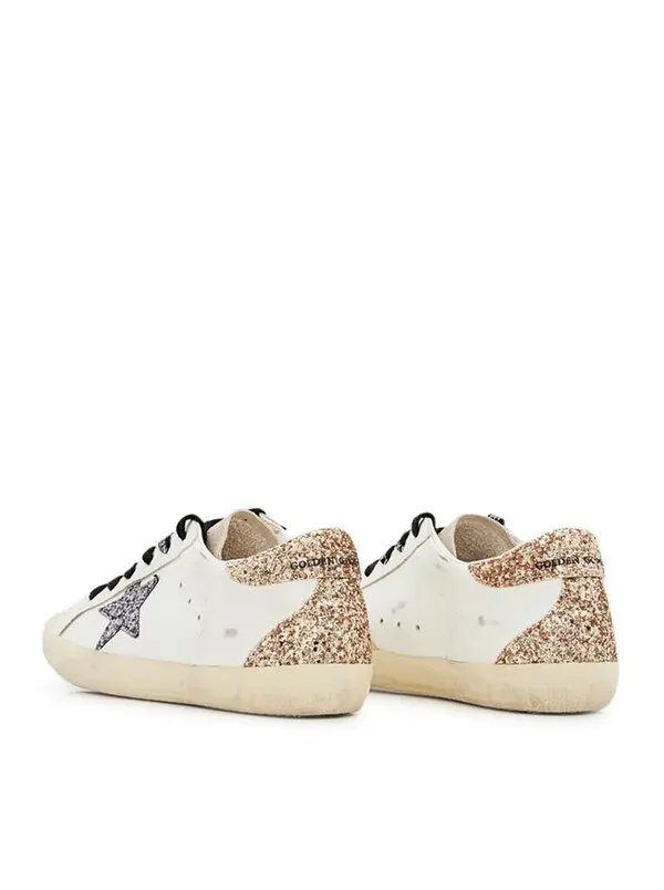 GOLDEN GOOSE Super-star Sneakers In Leather And Glitter - Multicolor