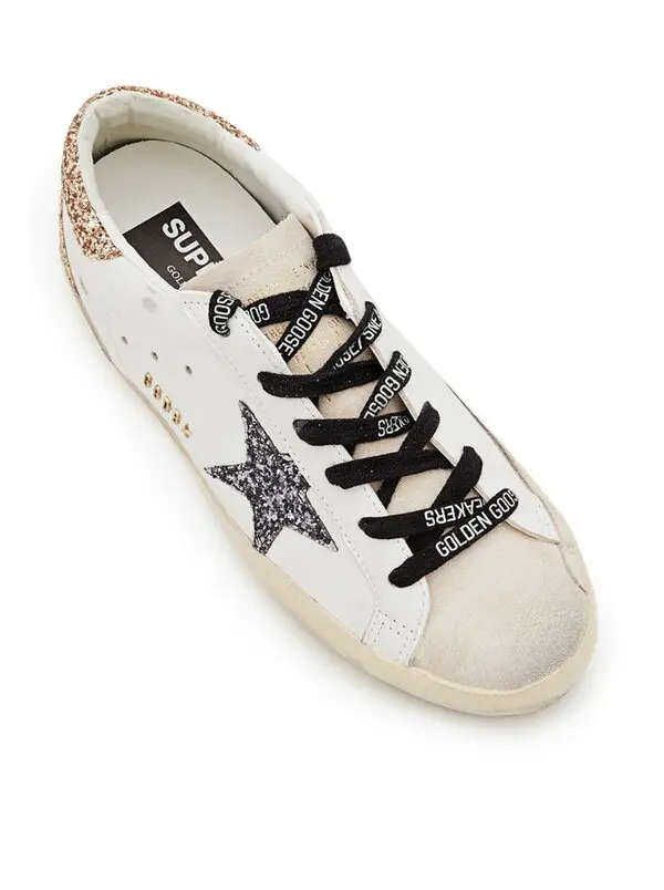 GOLDEN GOOSE Super-star Sneakers In Leather And Glitter - Multicolor