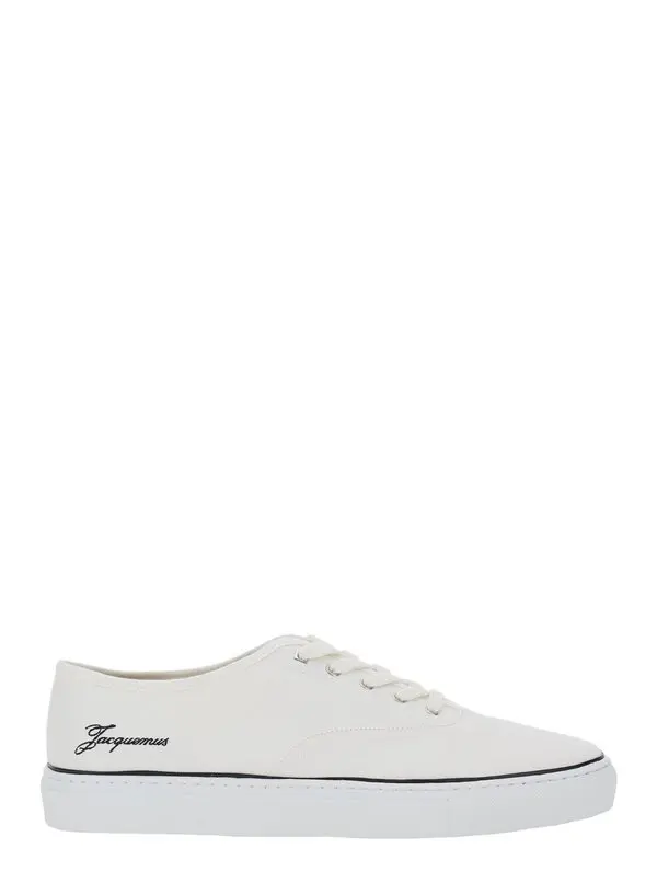 Jacquemus Cotton Lace-up Sneakers With Embroidered Logo - Multicolor