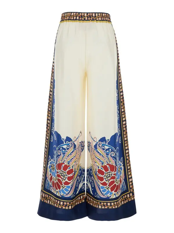 La DoubleJ Printed Silk Palazzo Pants - Multicolor