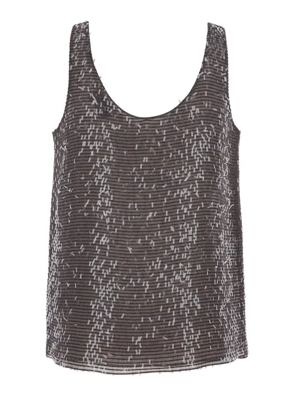 Brunello Cucinelli Sequin Embellished Silk Top