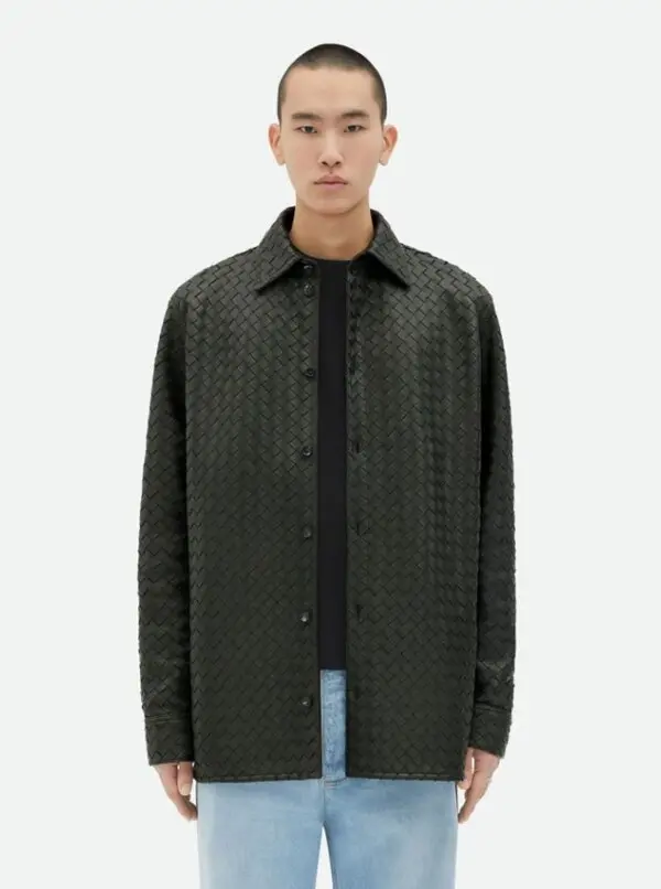Bottega Veneta Oversized Woven Leather Jacket