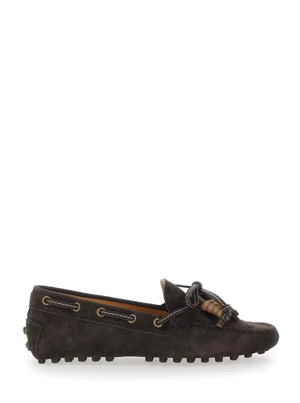 TOD'S Suede Mocassin Loafers With Rounded Toe - Multicolor