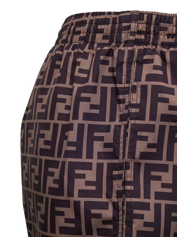 Fendi Ff Monogram Swim Shorts - Brown