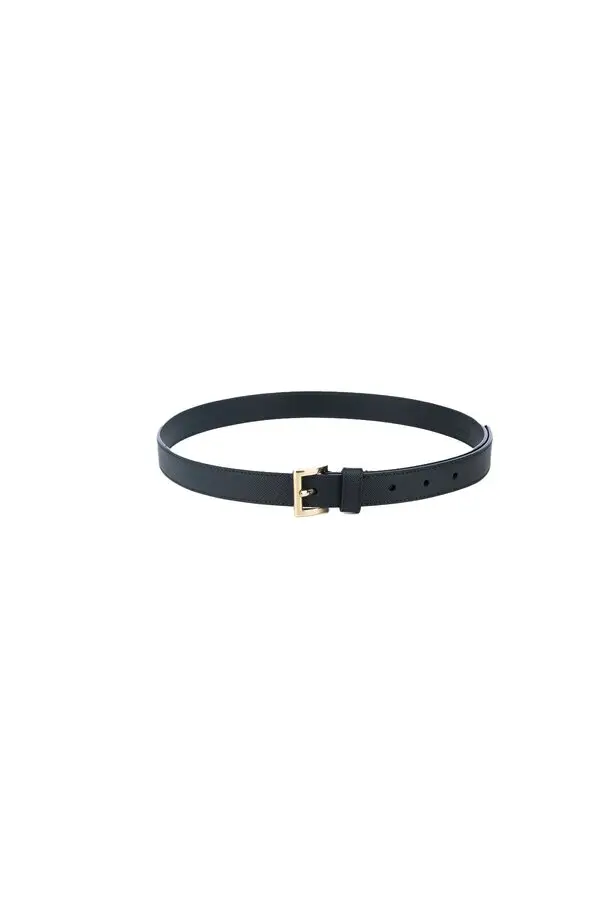 Prada Leather Belt With Gold Tone Buckle - Multicolor