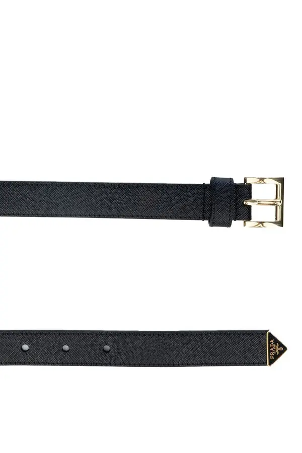 Prada Leather Belt With Gold Tone Buckle - Multicolor