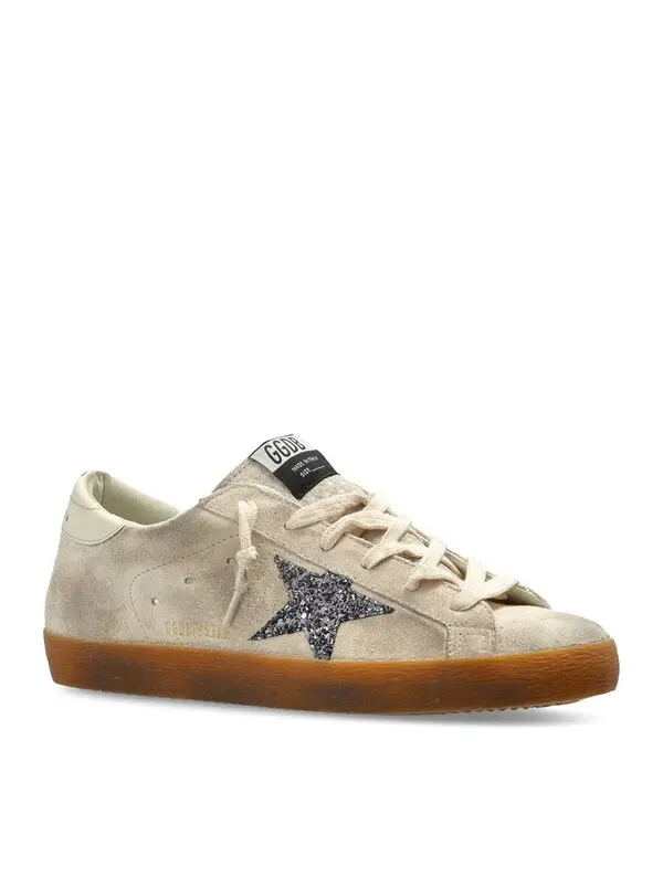 GOLDEN GOOSE Suede Super-star Sneakers With Glitter Star - Gray