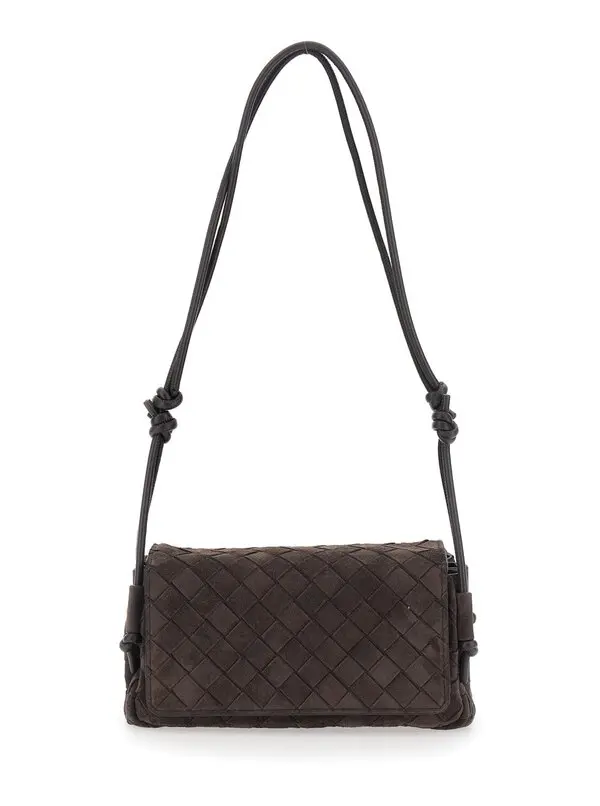 Bottega Veneta Notturno Suede Crossbody Bag - Brown