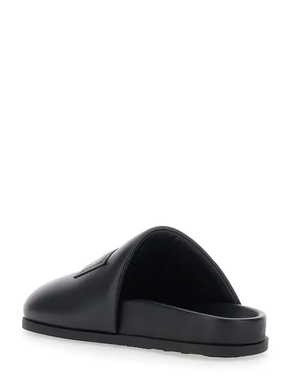 Givenchy Black Leather Padded Logo Mules