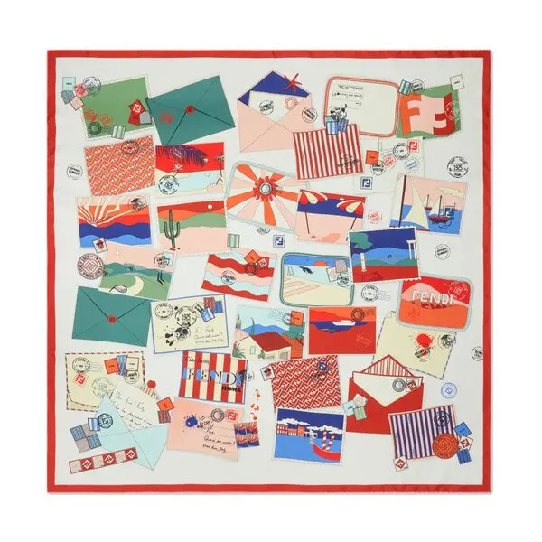 Fendi Postcards Motif Foulard - Multicolor