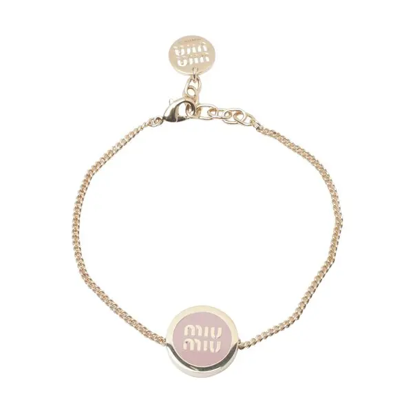 Miu Miu Logo Enameled Metal Bracelet - Pink