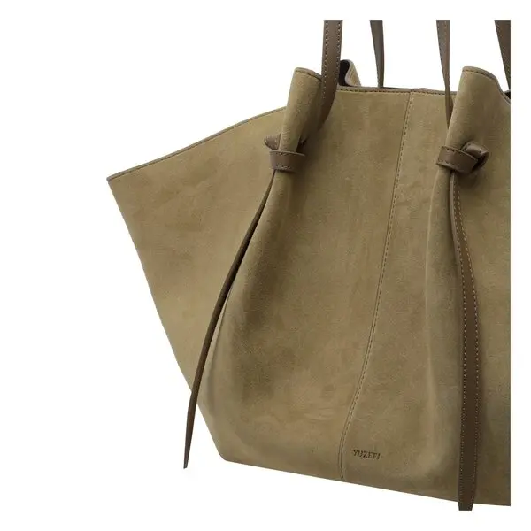 Yuzefi Large Suede Mochi Shoulder Bag - Cream