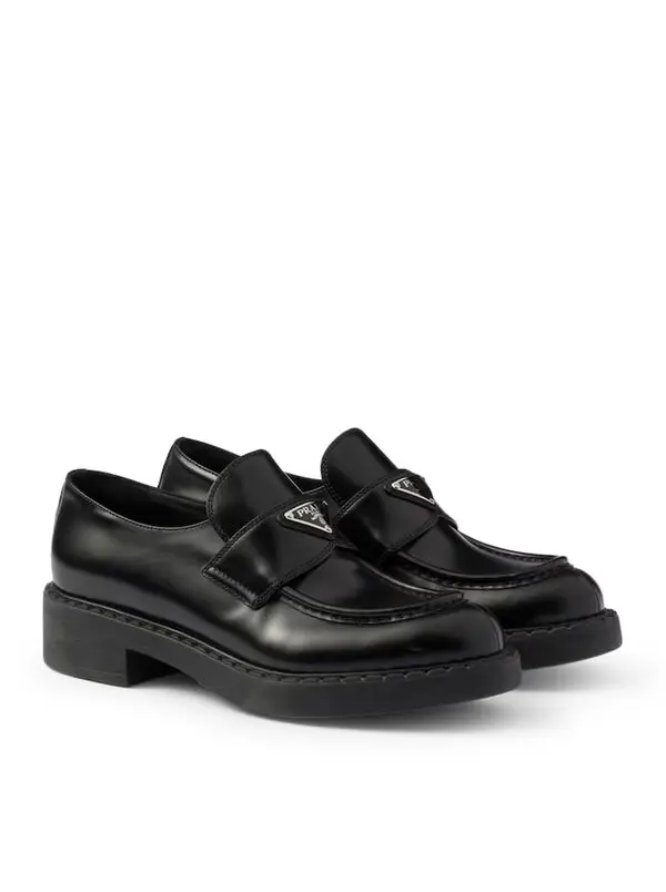 Prada Chocolate Brushed Leather Loafers