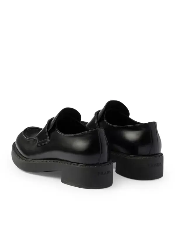 Prada Chocolate Brushed Leather Loafers