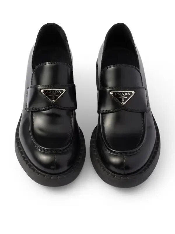 Prada Chocolate Brushed Leather Loafers