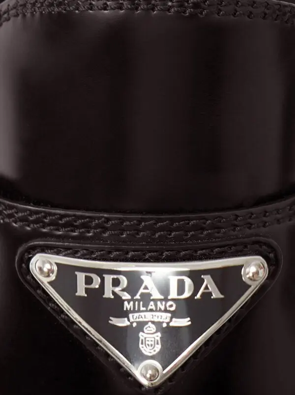 Prada Brushed Leather Loafers With Enamelled Triangle Logo - Multicolor