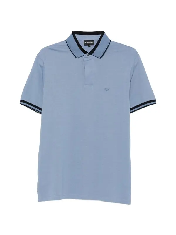Emporio Armani Logo Cotton Polo Shirt - Sky Blue