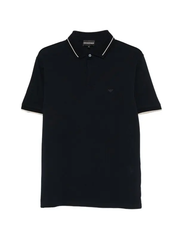 Emporio Armani Logo Cotton Polo Shirt - Blue