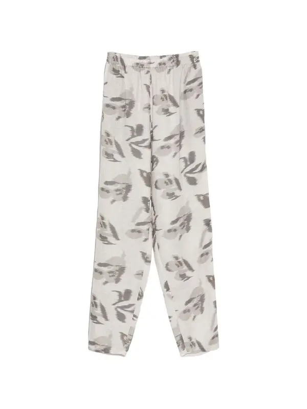 Emporio Armani Printed Linen Trousers - Grey