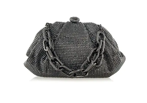 Judith Leiber Gemma Crystal Clutch With Chain Handle - Gray