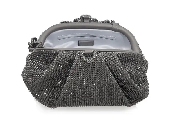 Judith Leiber Gemma Crystal Clutch With Chain Handle - Gray