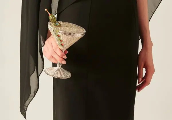 Judith Leiber Martini Crystal Clutch - Silver