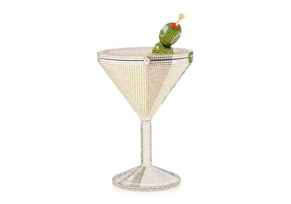 Judith Leiber Martini Crystal Clutch - Silver